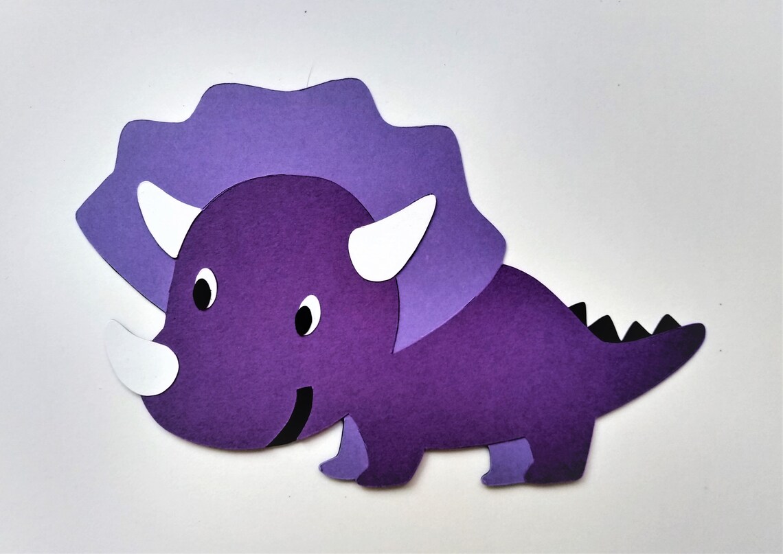 Paper Triceratops Dinosaur Cutout Paper Dinosaur Set of 4 - Etsy
