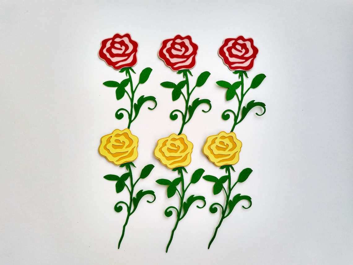 Rose Decorations, Paper Roses, Rose Die Cuts - Set of 6 - Etsy