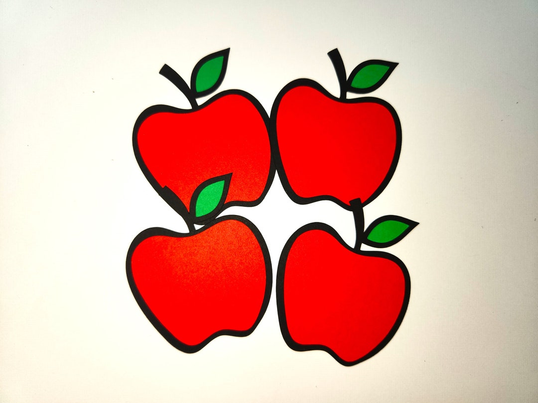 Apple Die Cut, Red Apple Decoration Set of 4 - Etsy