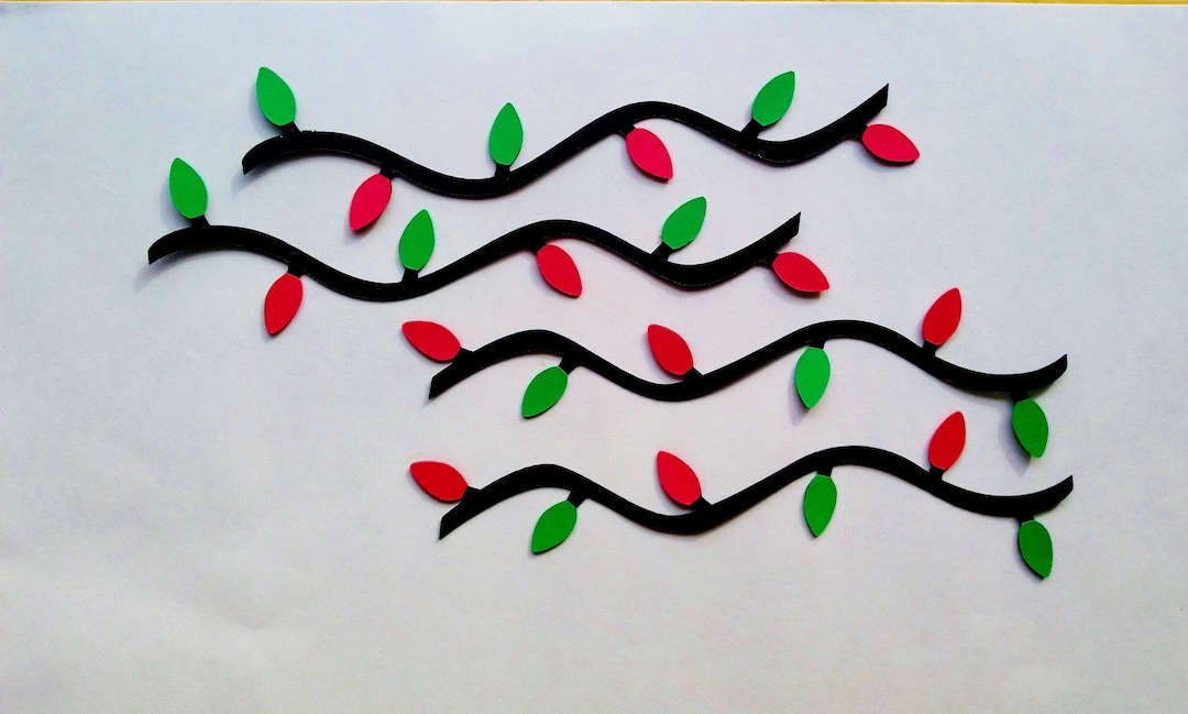 Paper Christmas Lights, Christmas Decorations, Light Die Cuts - Set of ...