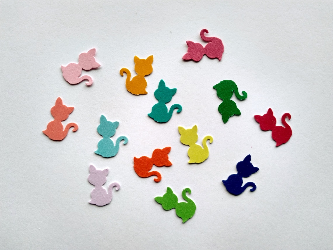 Cat Confetti Kitty Confetti Paper Cats Die Cut Cats - Etsy