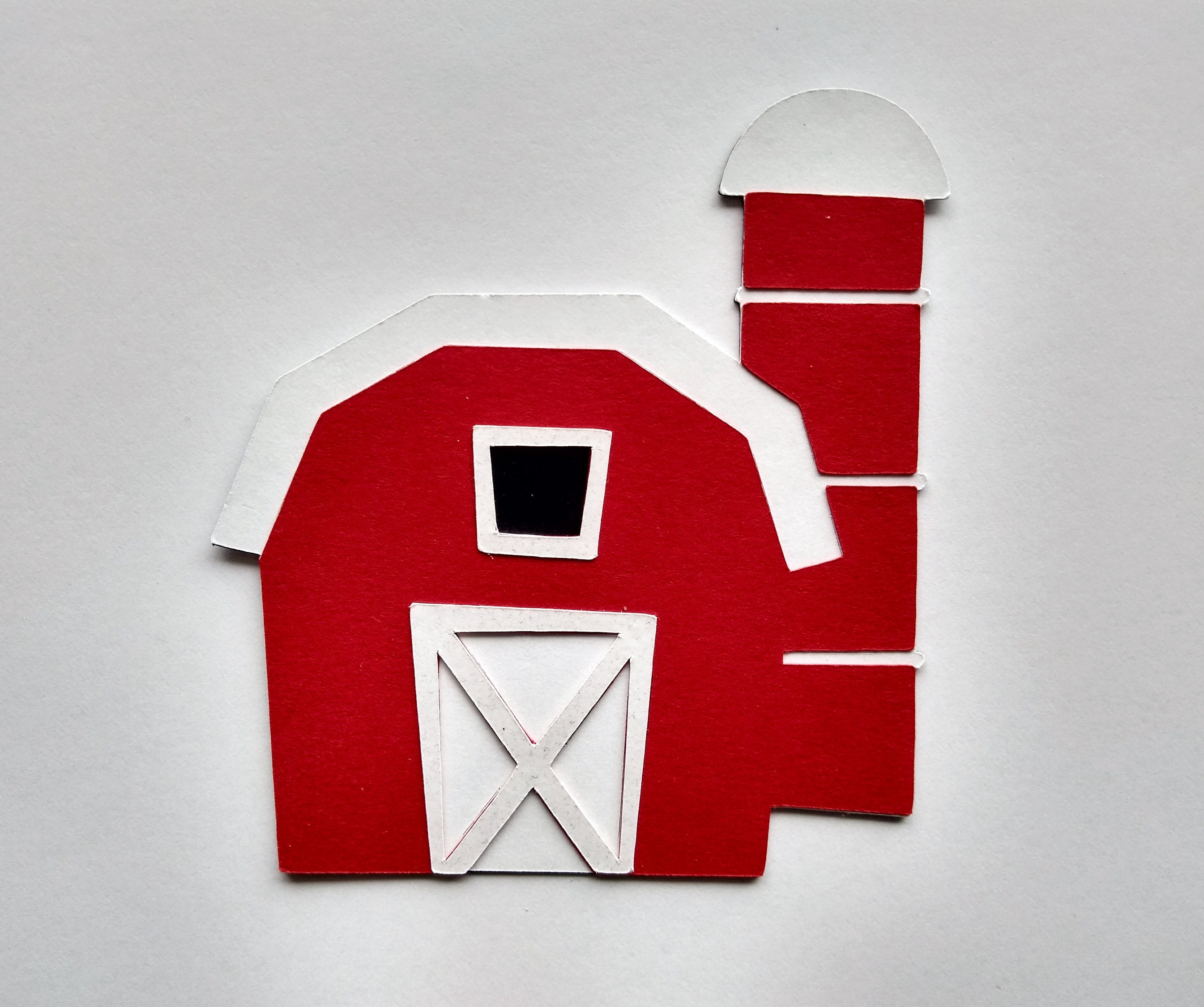 Red Paper Barn Die Cut Barn Barn Cutout Set of 4 | Etsy