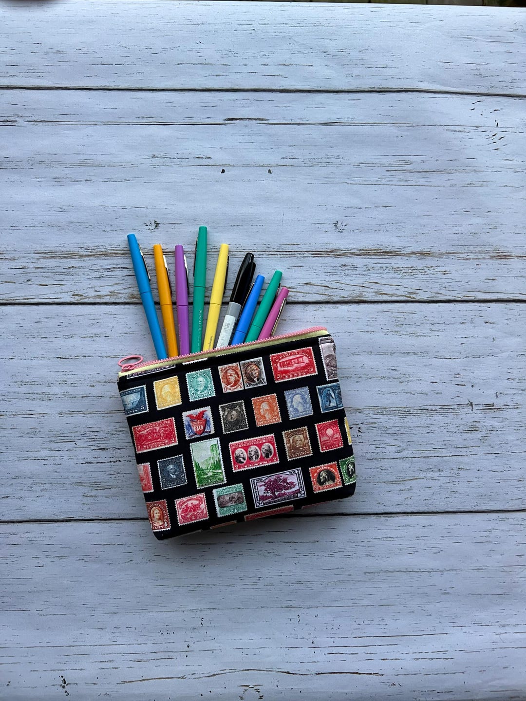 Vintage Stamps Pencil Case, Postage Stamp Zipper Pouch, Zipper Bag ...