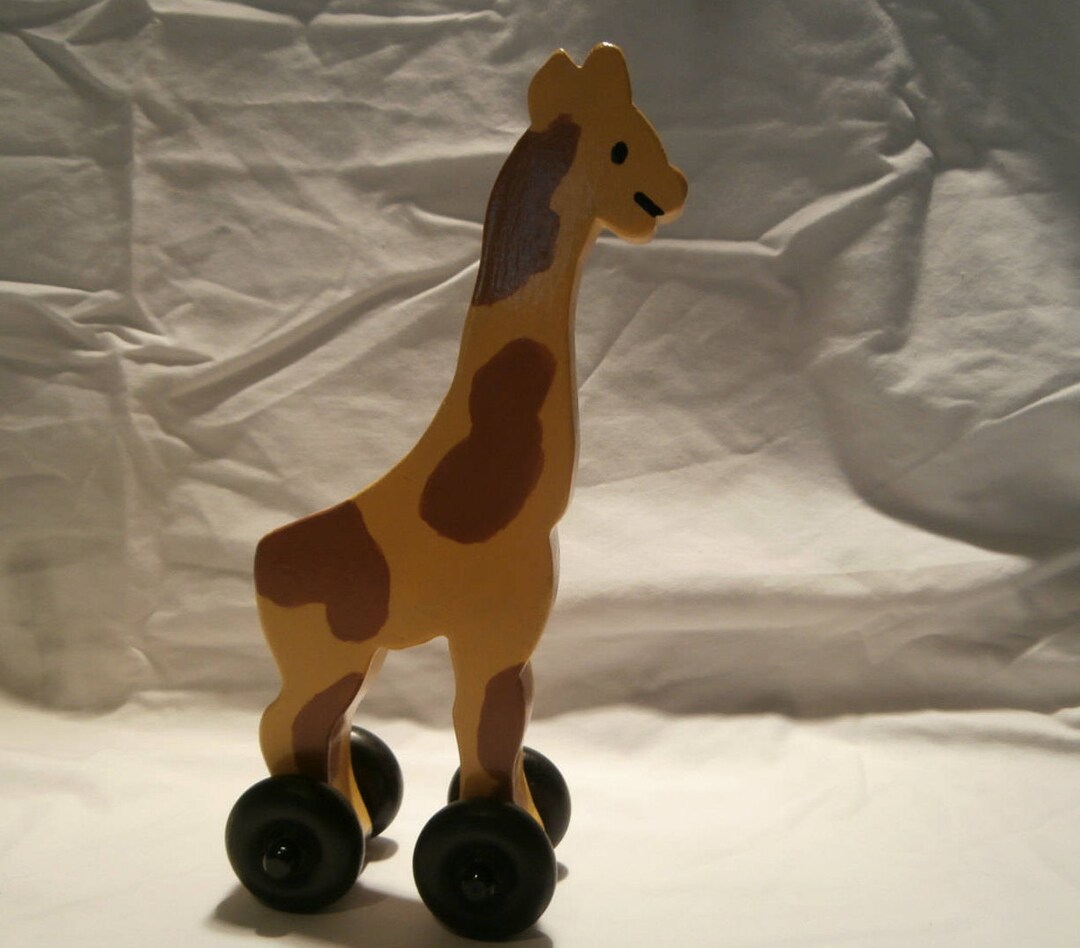 Wooden Giraffe ,wood Toy, Push Pull, Wheeled,todder,roll on Floor ...