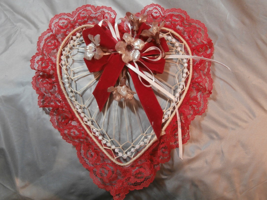 Heart Shaped Wall Decor,wicker and Lace - Etsy