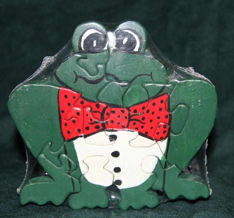 Tuxedo frog wood puzzle is very cute jigsaw puzzle toy made | Etsy