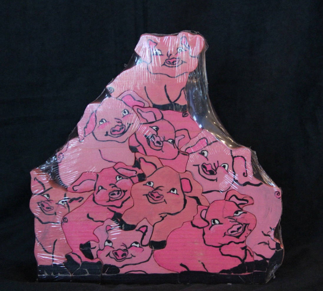 Pig Stacker Wooden Puzzle, Stands up ,farm, Piggy, Toy, Fun for ...