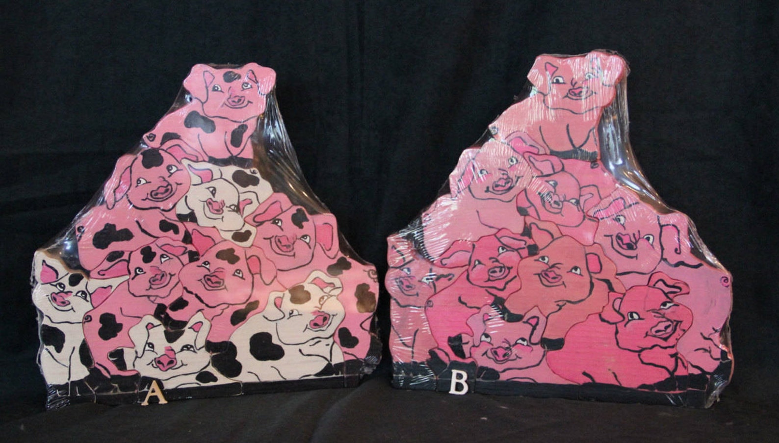 Pig Stacker Wooden Puzzle, Stands up ,farm, Piggy, Toy, Fun for ...