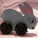 Rabbit on Wheels, Wooden Toy, Push Pull, Wood, Animal, Rolls on Floor ...