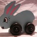 Rabbit on Wheels, Wooden Toy, Push Pull, Wood, Animal, Rolls on Floor ...