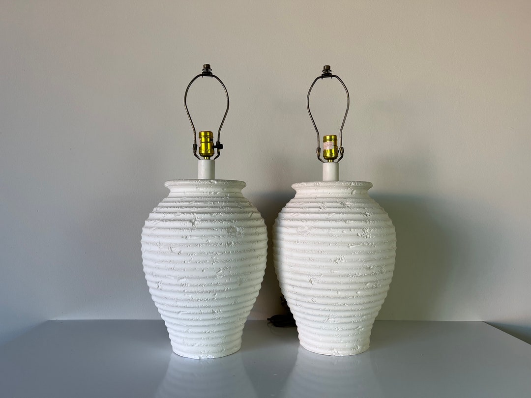 Vintage Organic Texture Ribbed Plaster Table Lamps a Pair - Etsy