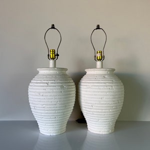Vintage Organic Texture Ribbed Plaster Table Lamps a Pair - Etsy