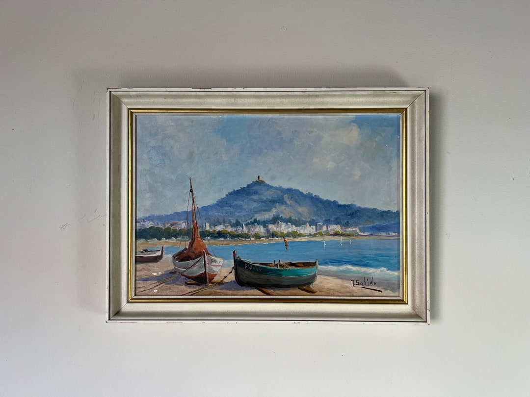 80's M. Sabido La Roulotte Mediterranean Town Sea - Etsy