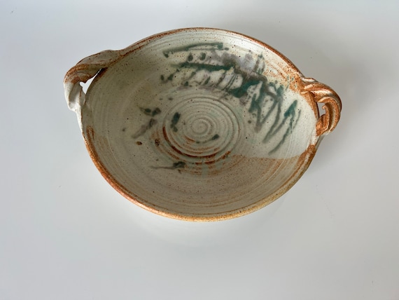 Vintage Organic Texture Studio Pottery Bowl W/ Handles Signed - Etsy