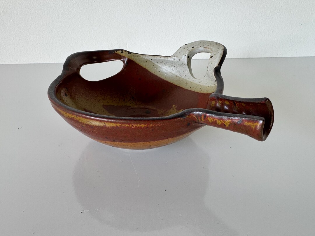 Vintage Artistic Handcrafted Pottery Bowl With Unique Handles - Etsy