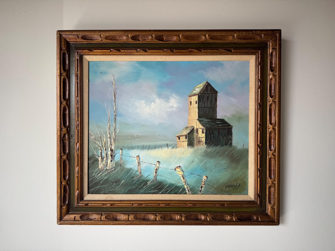 Vintage Manley Impressionist Farm Landscape Oil on Canvas Painting ...