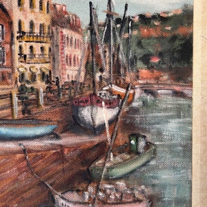 70's F. Rochelle Italian Village Corridor Harbor With Docked Boats ...