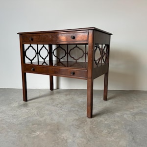 1960's Hollywood Regency Chinoiserie Pecan Burl Two- Tier Nightstand ...