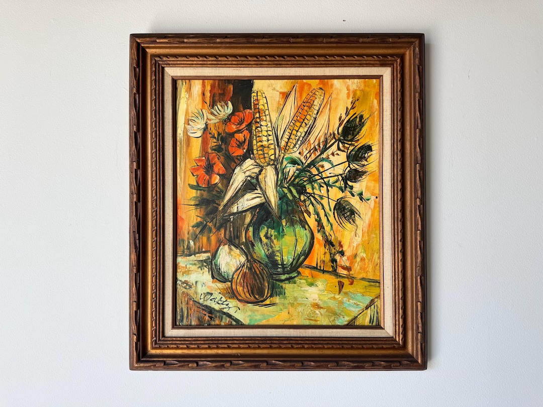 1970s Vintage Still Life Oil on Canvas Painting by Waltz - Etsy