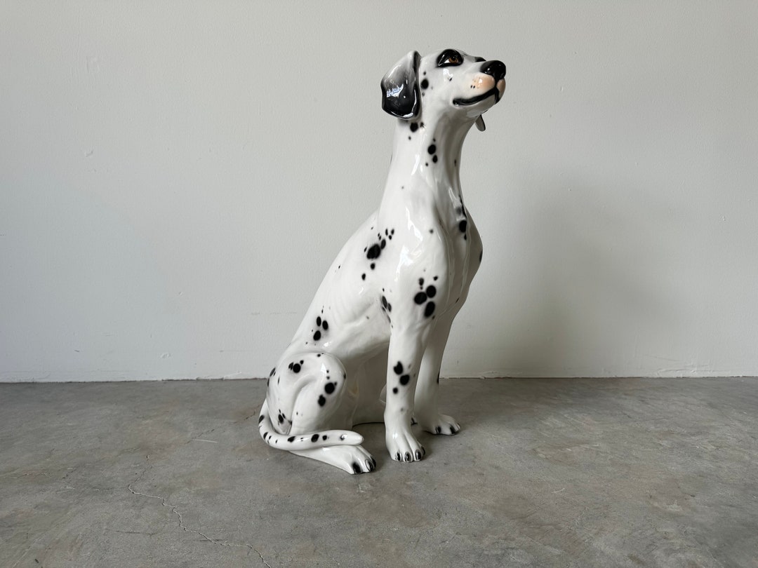Lifesized Italian Vintage Regency Glazed Ceramic Dalmatian Statue ...