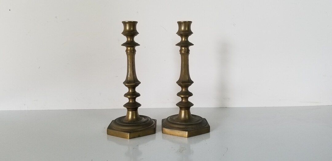 Vintage Heavy Solid Brass Candlesticks a Pair - Etsy