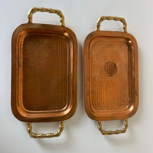 Vintage Hand Hammered Copper and Brass Handle Trays - a Pair - Etsy