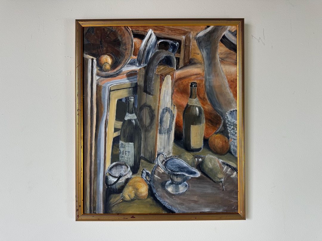 80's Vintage Still Life Reflections Impressionist Oil on Canvas ...