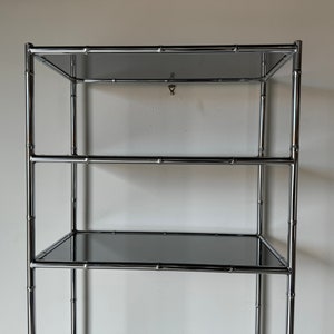 Hollywood Regency Faux Bamboo Chrome & Smoked Glass Eterge - Etsy