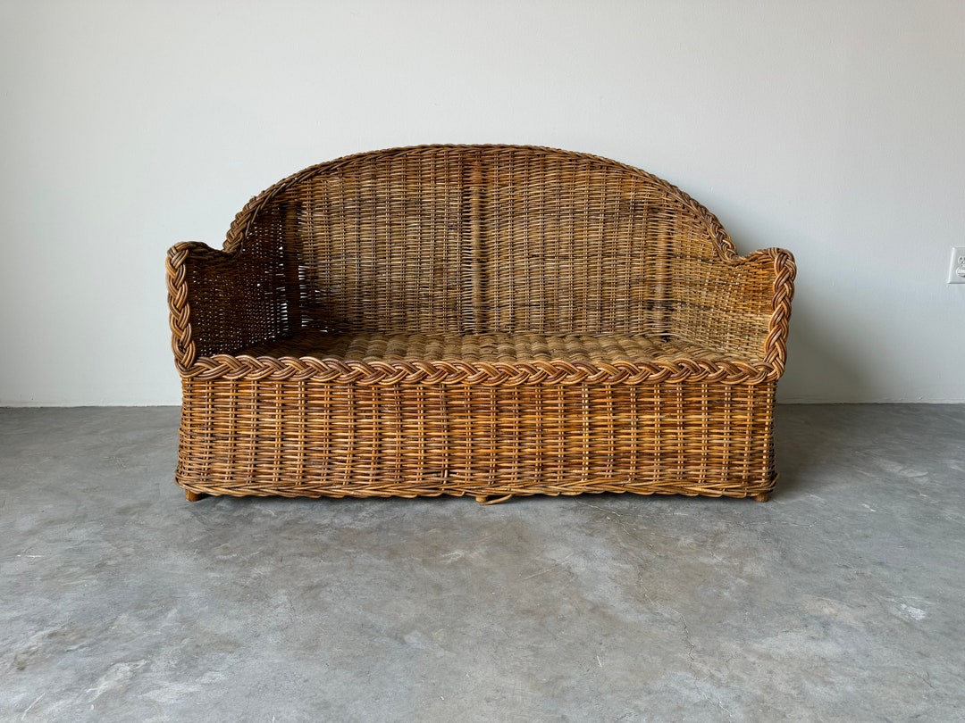 Vintage Coastal Wicker Works Braided Woven Wicker Rattan Loveseat - Etsy