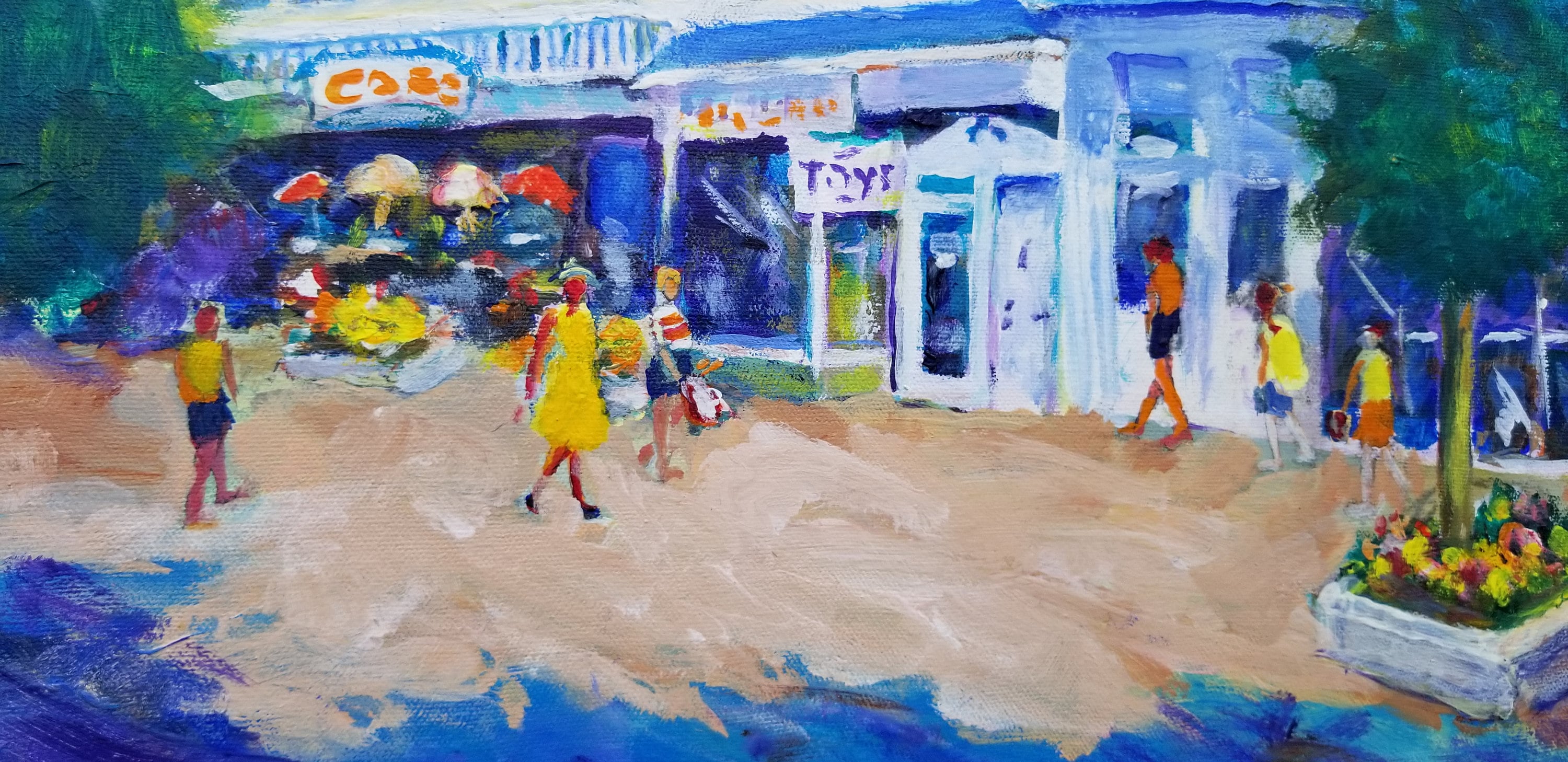 60's Vintage K. Wilson Street View Oil on Canvas Painting | Etsy