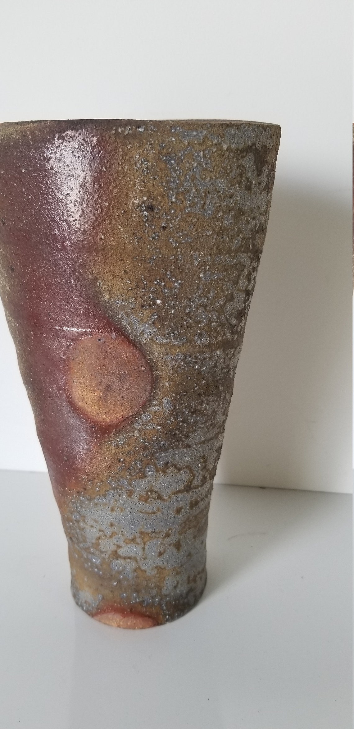 Mid-century Rustic Texture Art Pottery Vase . - Etsy