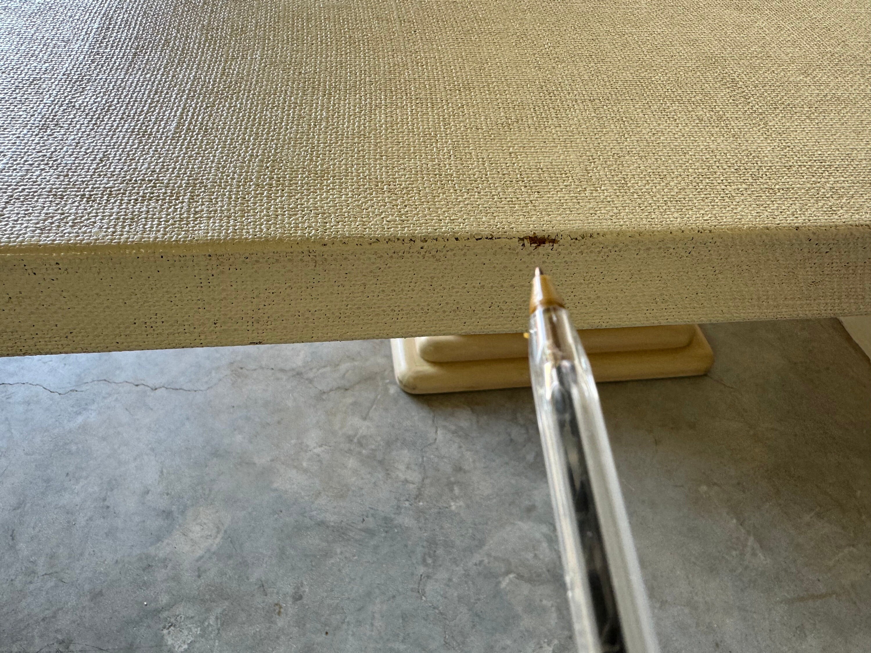 1980's Harrison – Van Horn - Style Beige Grasscloth Wrapped Pedestal ...