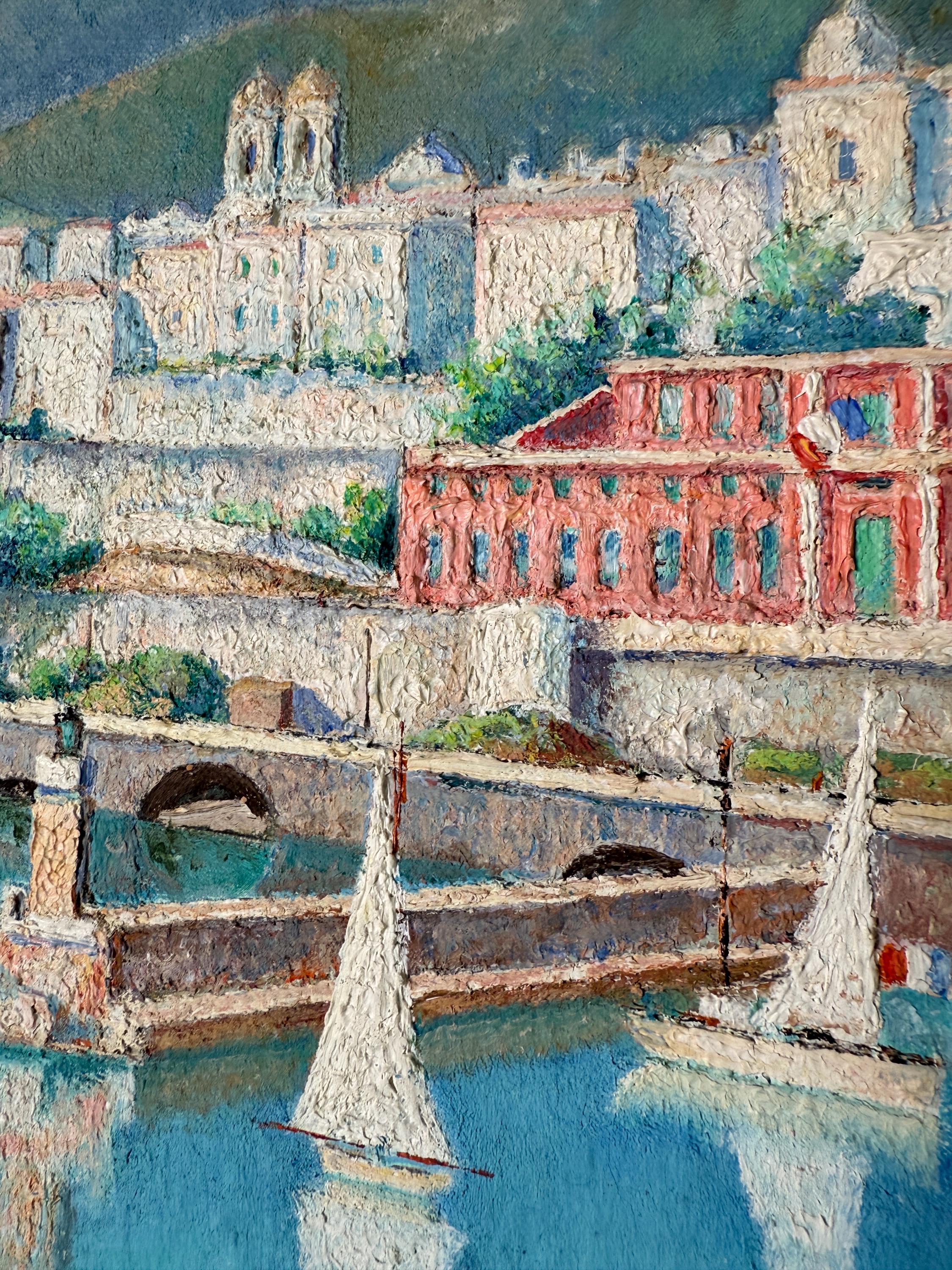 1930's Vintage V. Fioravanti “monte Carlo” Oil Painting on Board ...