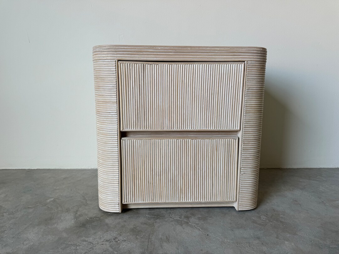 Vintage Pencil Reed Rattan Nightstand - Etsy