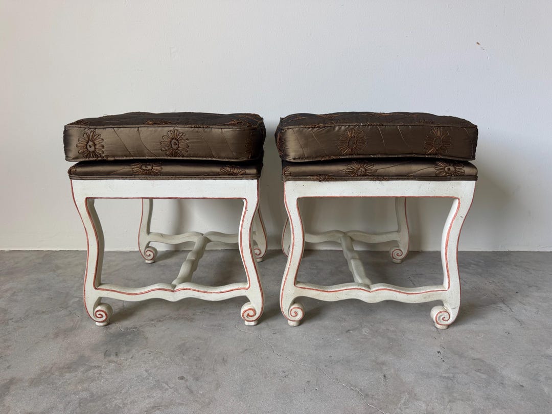 Vintage French Country Mutton Leg Style Ottomans – A Pair - Etsy