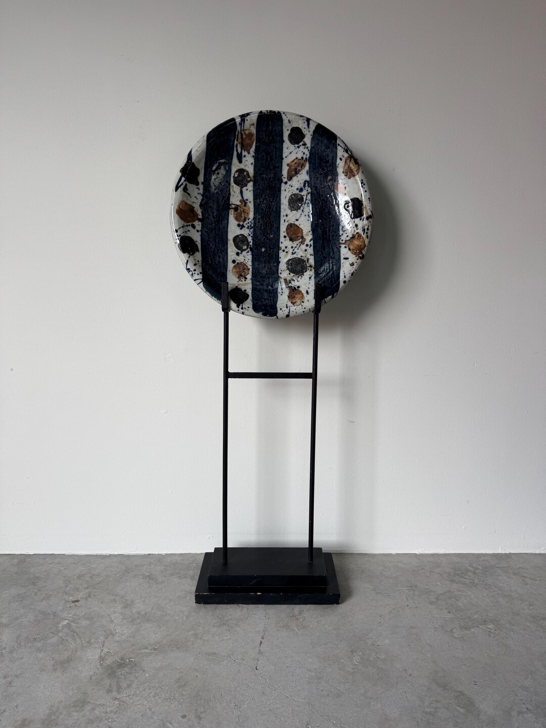 1987 Josef Zala Abstract Studio Art Ceramic Plate on Metal Stand - Etsy