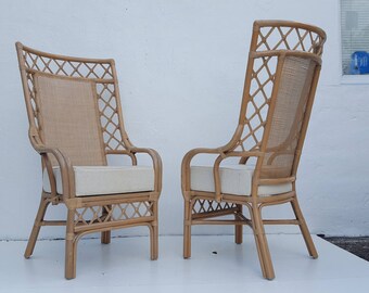 High back cane chair | Etsy