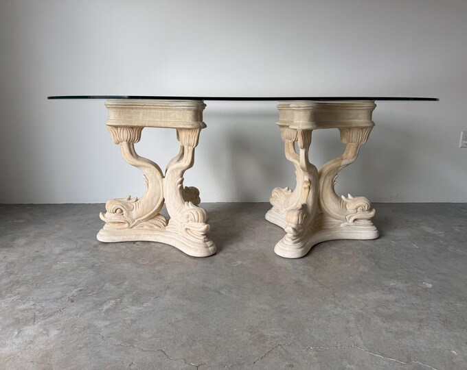 Hollywood Regency Koi Fish Dining Table With Beveled Oval Glass Top - Etsy