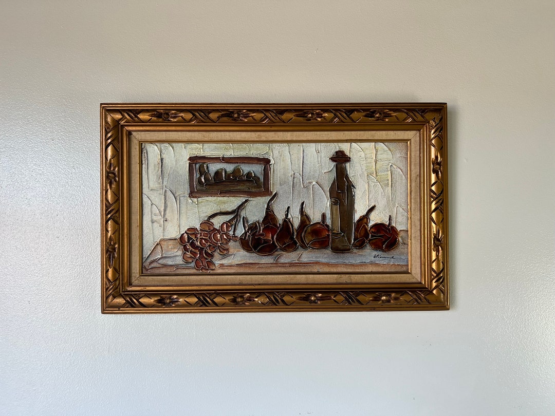 70's Roger Etienne Still Life Original Mixed Media Painting, Framed - Etsy