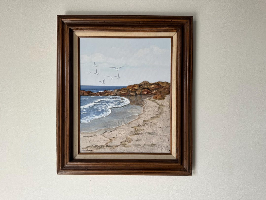 1970’s Gloria Pelkey Mixed Media Coastal Impressionist Landscape Oil ...