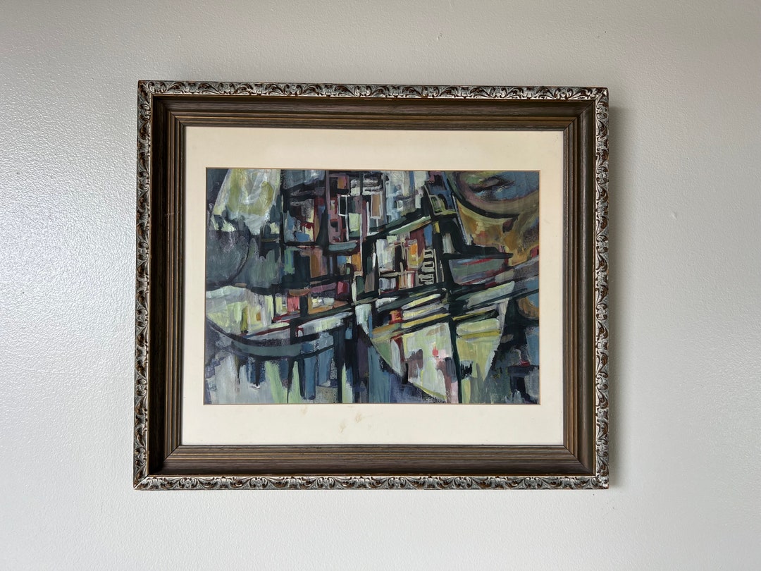 70's Mid-century Expressionist Abstract Painting, Framed - Etsy