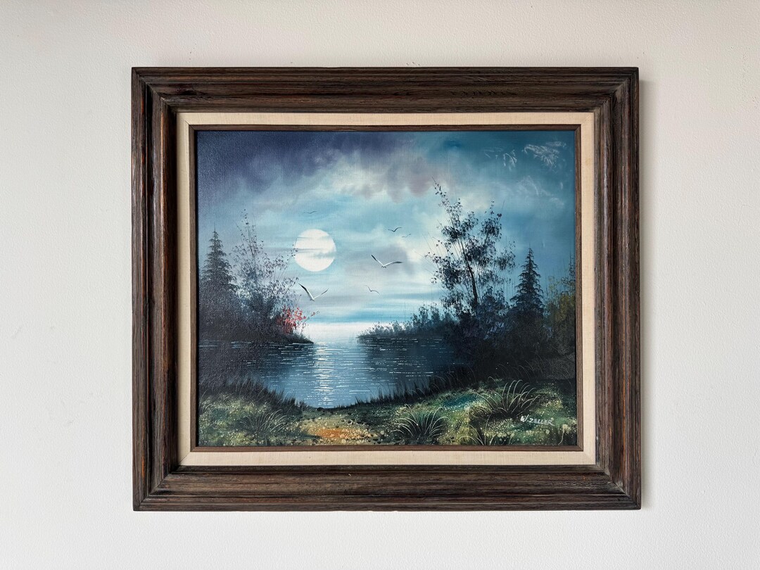 Vintage Tropical Landscape Oil on Canvas Painting by Wolfgang Zeller - Etsy