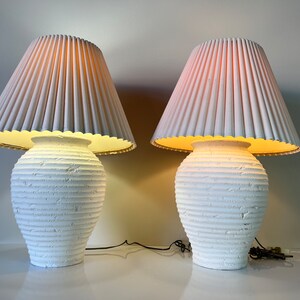 Vintage Organic Texture Ribbed Plaster Table Lamps a Pair - Etsy