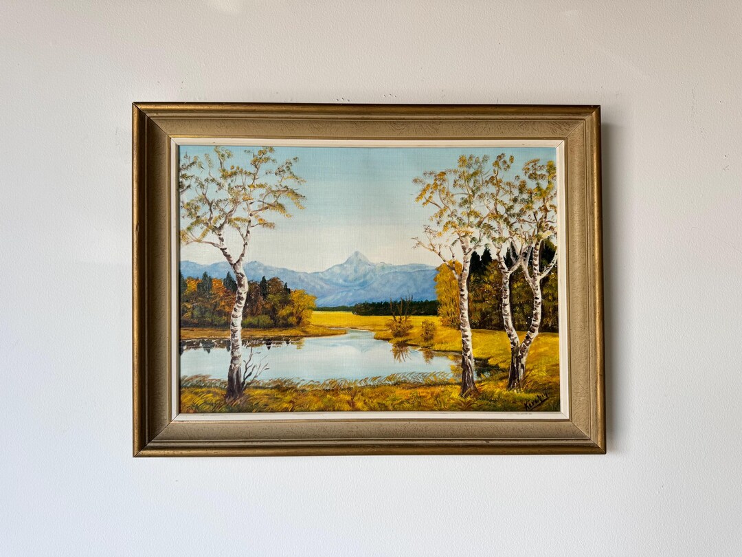 1970s Vintage Fall Landscape Oil on Canvas Painting, Signed - Etsy