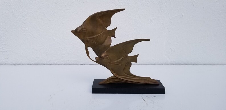 Vintage Brass Fish Table Sculpture . - Etsy