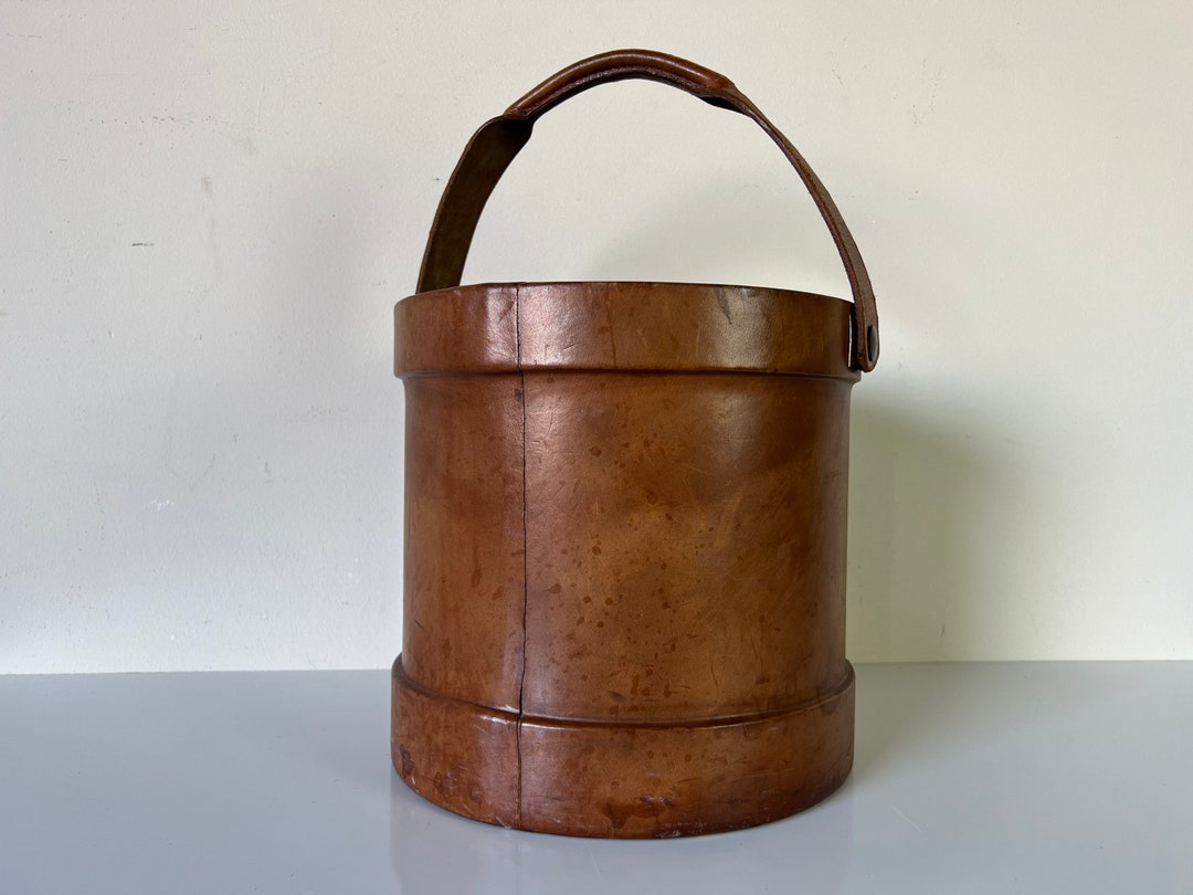 Vintage English Leather Bucket - Etsy