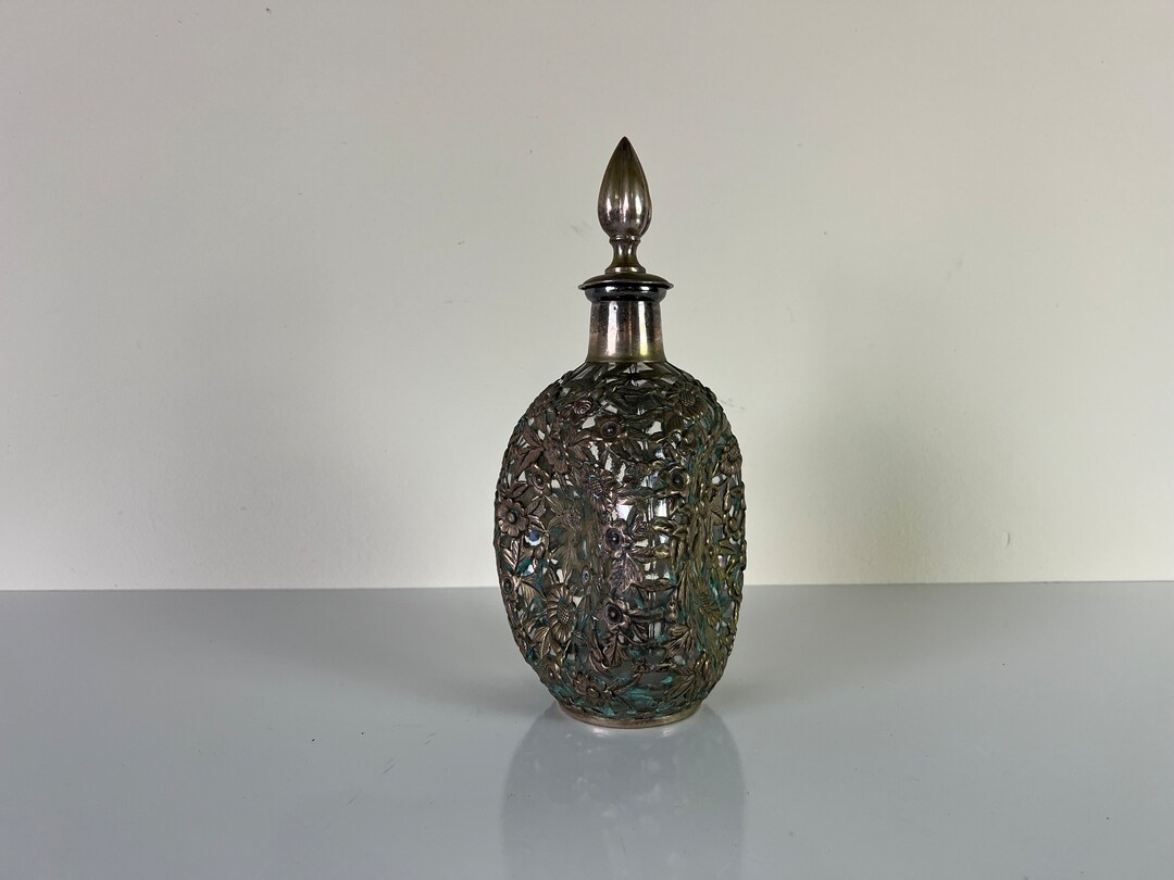 Vintage Chinese Export Decanter & Stopper With Silver Overlay - Etsy
