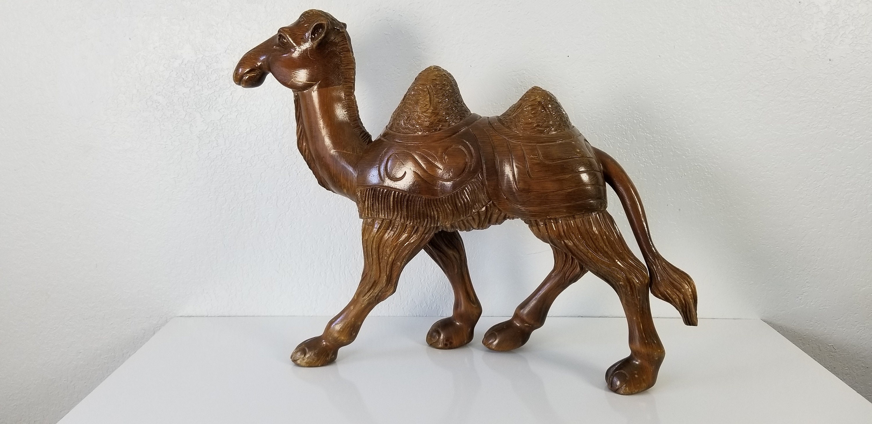 Vintage Hand Carved Wood Camel Sculpture . | Etsy