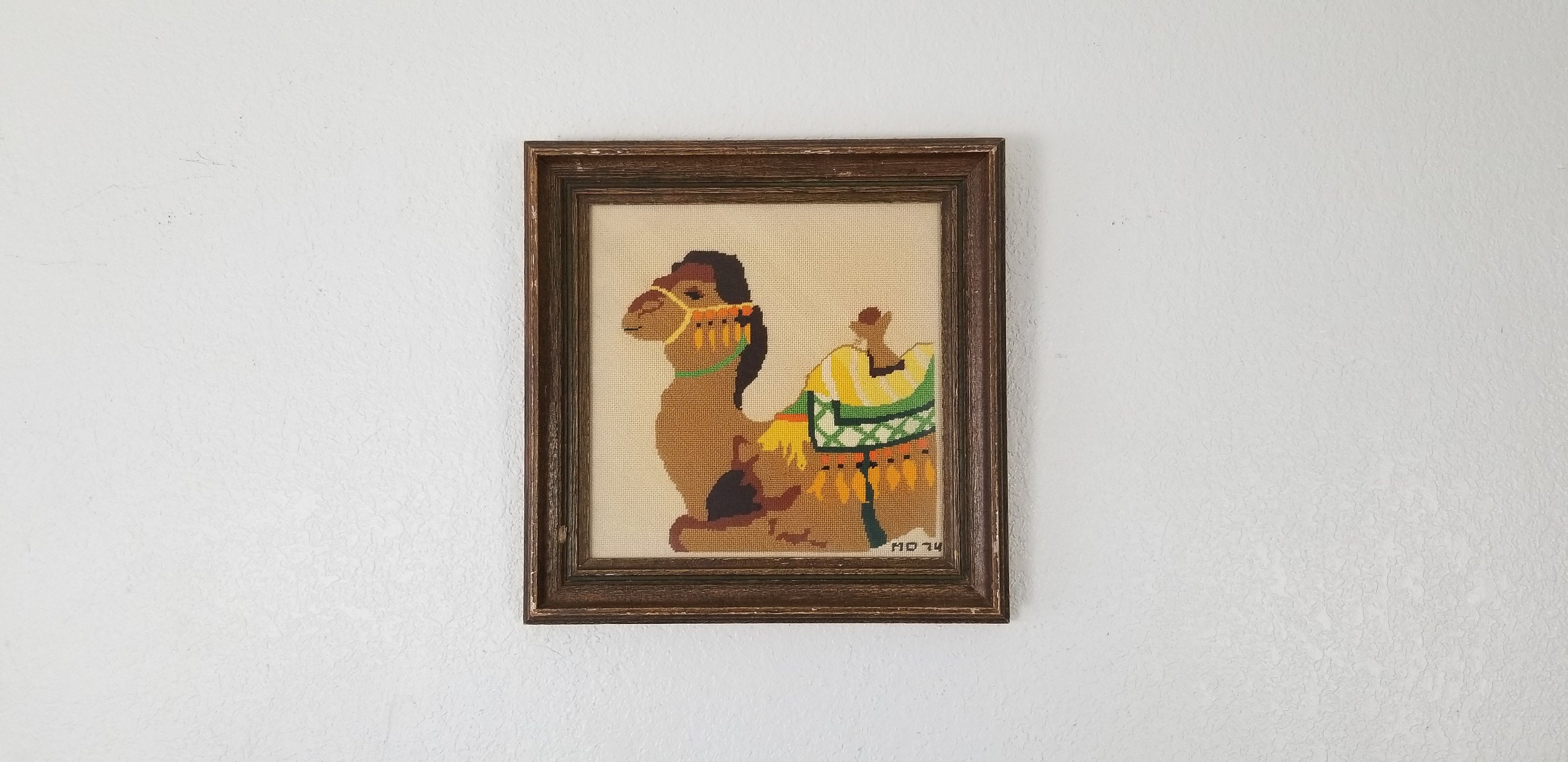 1974 Vintage Figurative Camel Art Needlepoint Embroidery | Etsy