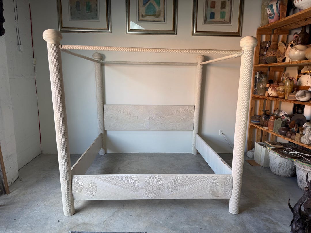 Boho Chic Swirl Pencil Reed King Size Canopy Bed Frame - Etsy